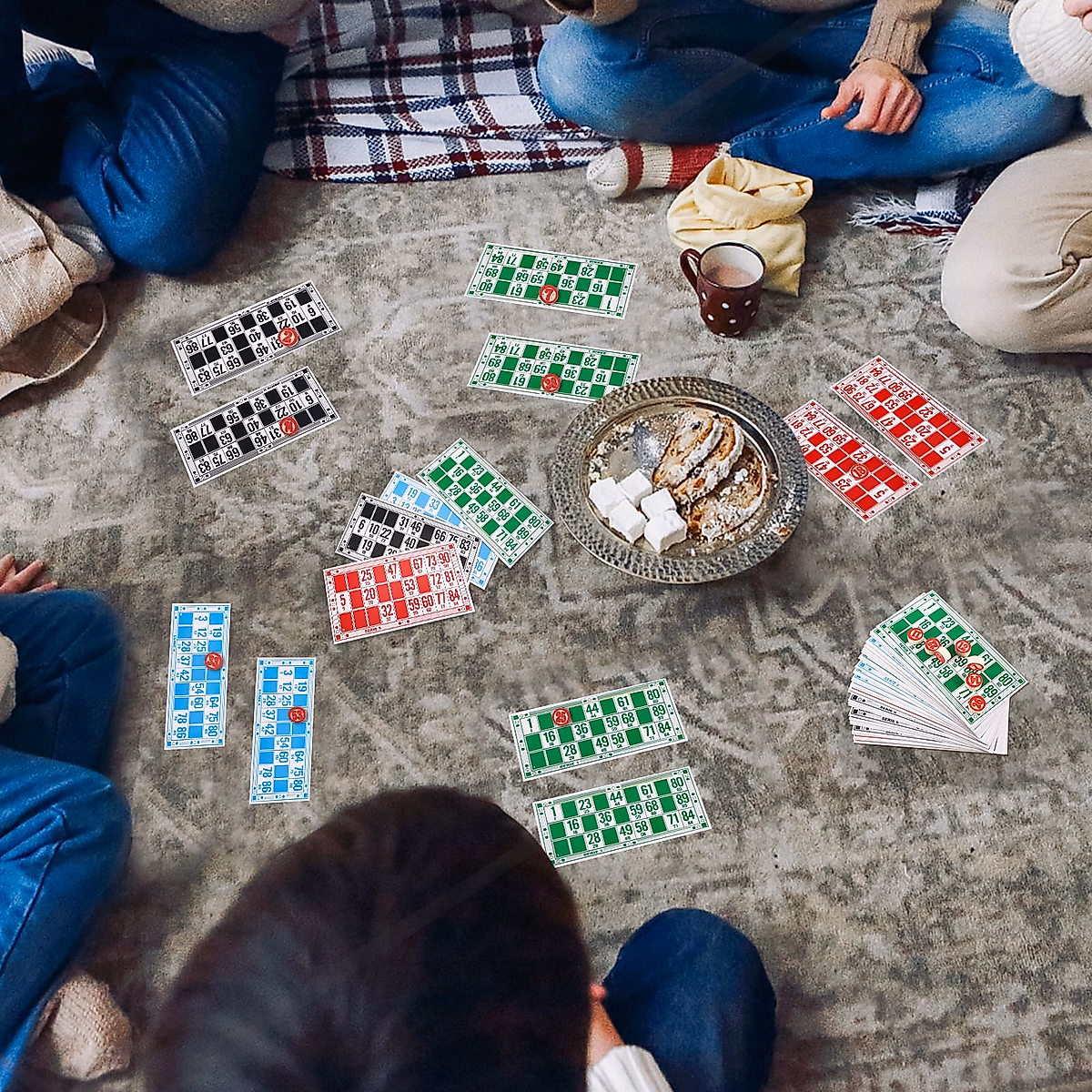 Ipetboom Russian Lotto Board Games Family Bingo Board Game Set of 48 Bingo Cards and 90 Wooden Chess, Great for Adults Kids Family Game Night, Halloween, School Classroom Activity, Bingo Parites