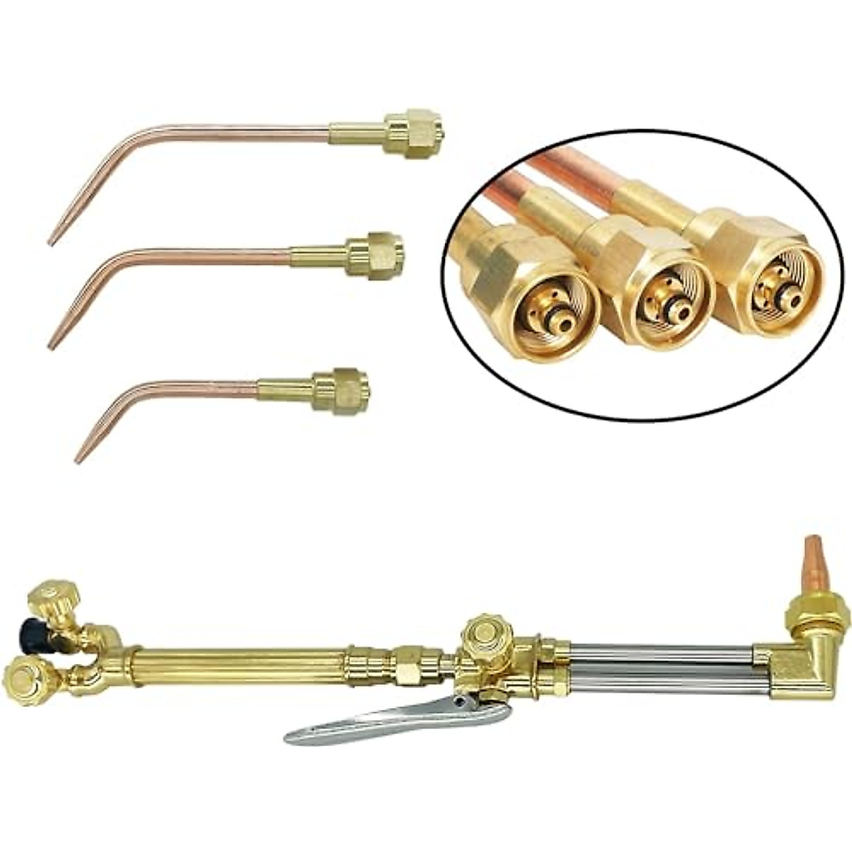 AWLOLWA Oxygen Acetylene Torch kit, Medium Duty Cutting Torch and Welding Kit