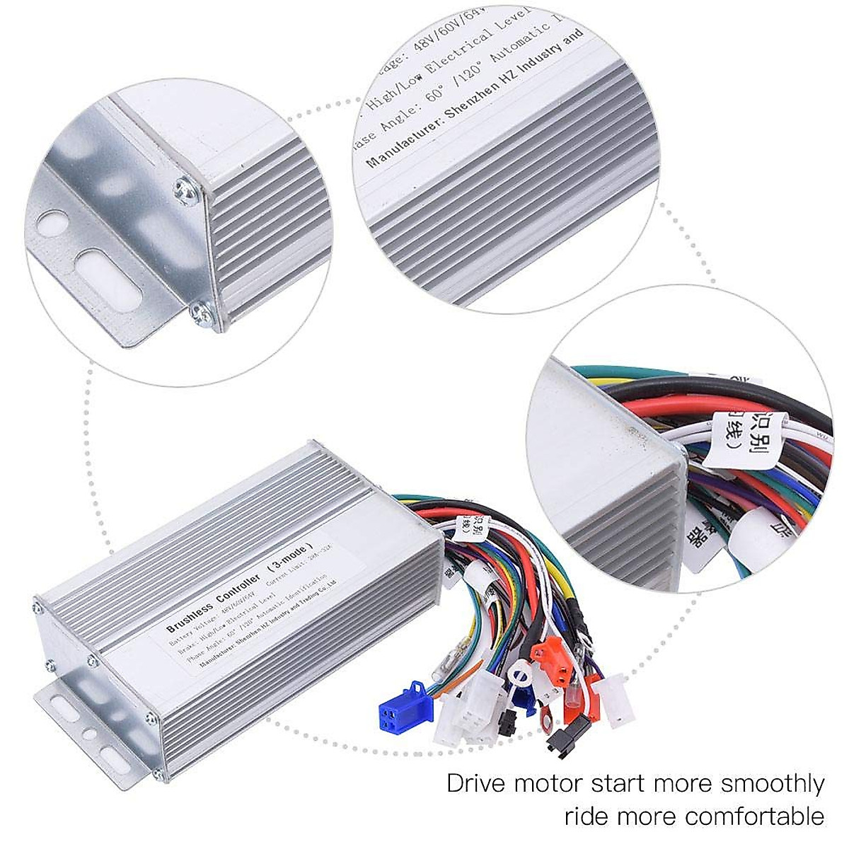 Nikou Electric Scooter Motor Controller - 48V 60V 64V 1000W-1500W Stable Electric Bicycle Brushless Speed Motor Controller Low Noise