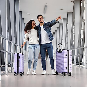 Powforlife Luggage 3 Piece Sets Lightweight Luggage Set Suitcases with Spinner Wheels Durable Travel Suitcase Set,Lavender Purple,3 Piece Set (20/24/28)