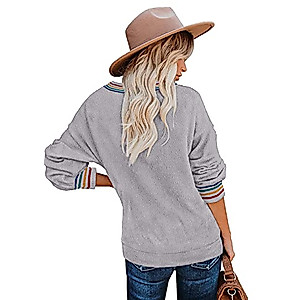 WIHOLL Oversized Sweaters for Women Aesthetic Long Sleeve Plain T Shirts Grey L