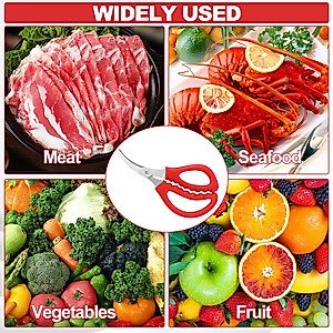 STRAYJO 8Pcs Seafood Scissors,Crab Scissors,Stainless Steel Lobster Scissors,Crawfish Scissors for Seafood Crab Fish Shrimp Lobster (Red)