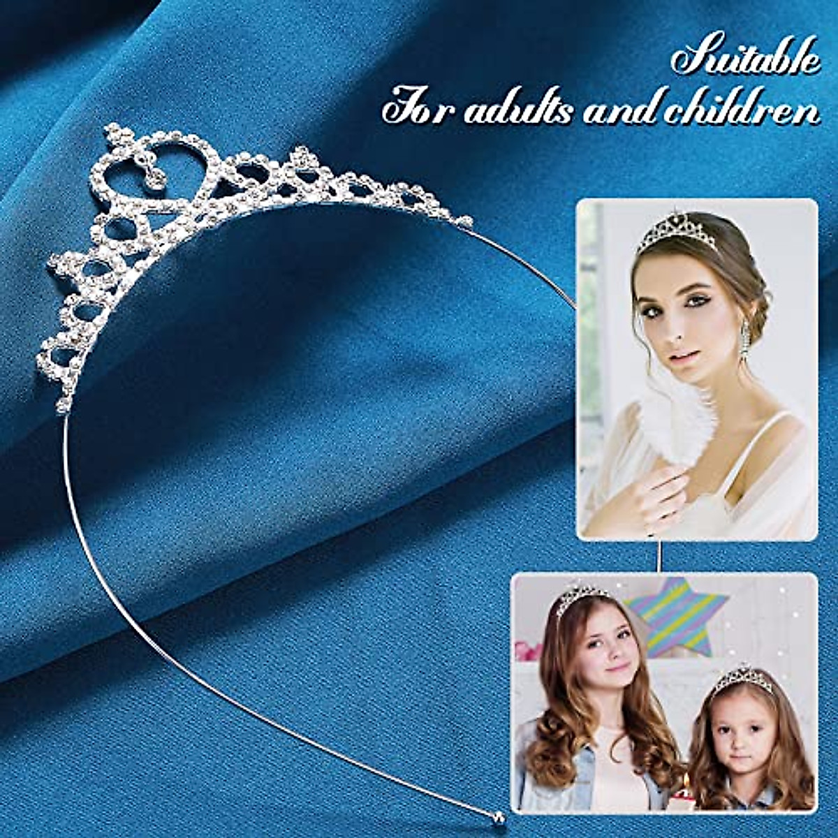 Sibba Princess Crown Tiara Girls Headband Hair Hoop Tiara Rhinestone Crystal Pearl Tiara Tiara Head Crown for Women Girls Wedding Prom Party Costume Christmas Gifts, One Size, Alloy, No Gemstone