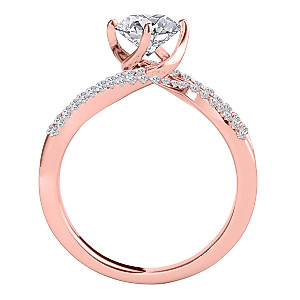 MauliJewels 0.75 Carat Halo Diamond Engagement Bridal Set prong 14K Solid Rose Gold