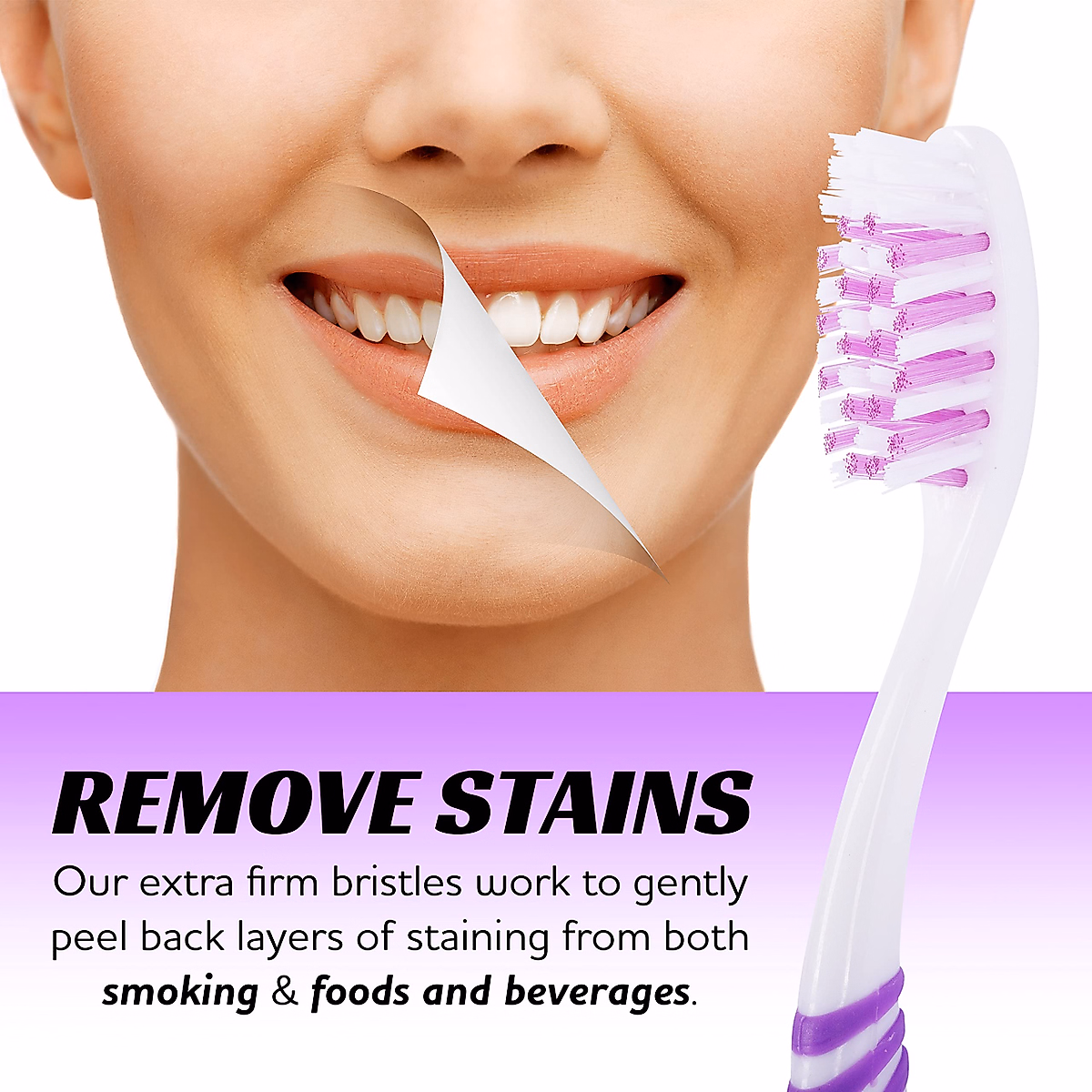 Extra Firm Toothbrush, Hard Bristle Toothbrush Set for Adults or Smokers Travel Toothbrush Kit, Hard Multicolor Denture Brush, Large Head, Manual Travel Toothbrush Hard Bristles