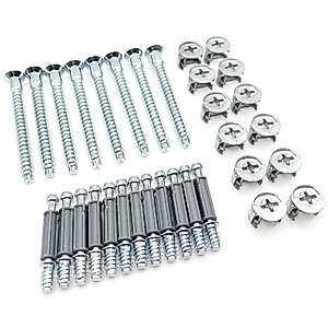 ReplacementScrews Hardware Kit Compatible with IKEA KALLAX 1 x 4 Shelf Units - All Screws (104321) Dowels (118331) & Metal Cams