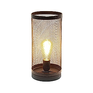 Simple Designs LT1075-BLK Cylindrical Steel Table Lamp, Black, 5.88 x 5.88 x 12.75