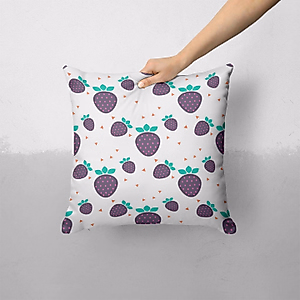 iiRov Purple Strawberries All Over Pattern - Custom Decorative Home Decor Indoor or Outdoor Throw Pillow Cover for Sofa, Bed or Couch Cushion (Pillow CASE Cover ONLY)