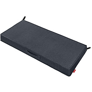 Pcinfuns Outdoor Bench Cushions 42 x 18 Inch Water-Resistant Chair Cushion for Patio Furniture with Fade Resistant and Removable Cover with Handle & Adjustable Straps for Patio,Yard,Black Grey