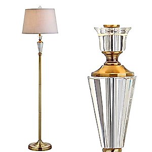 JONATHAN Y JYL2029A Harper 61" Crystal/Metal LED Floor Lamp Contemporary,Transitional,Traditional for Bedrooms, Living Room, Office, Reading, BrassGold/Clear