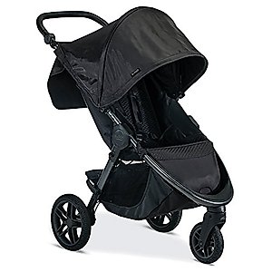 Britax B-Free Stroller, Midnight - All Terrain Tires, Adjustable Handlebar, One Hand Fold, Large UV50 Canopy