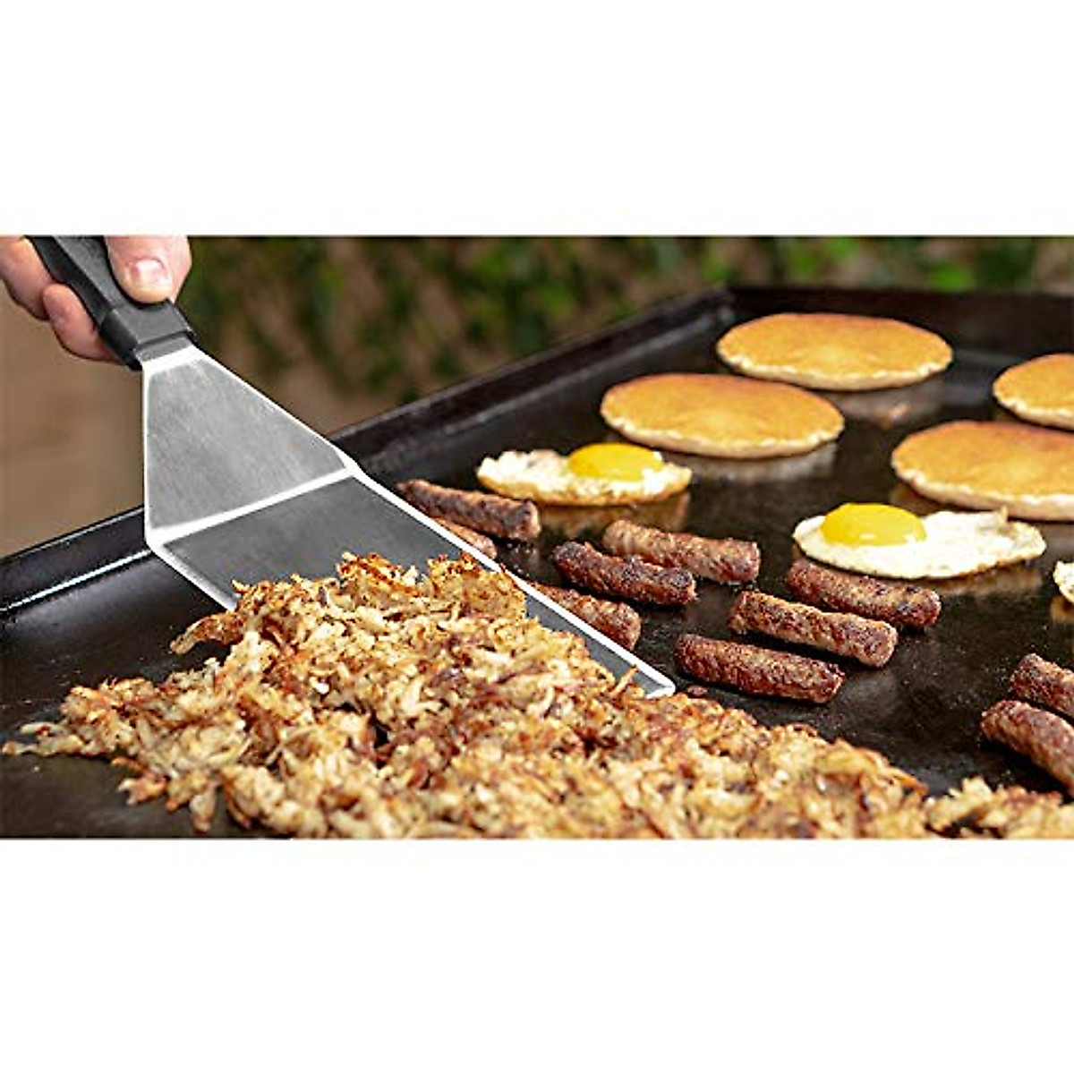 Blackstone 5051 Griddle Accessories Set Heat Resistant 6 Piece Stainless Steel Outdoor Indoor Grilling Utensils Hibachi Tools Kit-16, 16 Inch Tongs, Fork, 16” Ladle, 2 Extra-Long Spatula