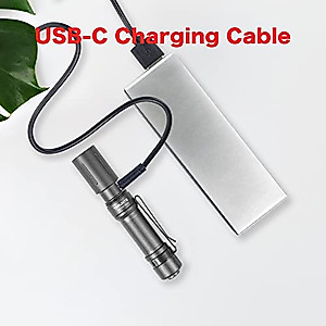 ThruNite EDC Flashlight Archer Mini, 405 Lumens Tail Switch LED Flashlight, USB C Rechargeable Little Pocket Penlight for Camping, Outdoor, and Emergency - Metal Grey Cool White