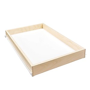 Sliding Pull-Out Shelf for Cabinets (Kitchen Cupboards, Pantry Drawers, Bathroom Storage) 2 3/8" Tall - 3/4 Slides & Base Mounting - Custom Clear Opening Width & Depth: (13", 15.75" (3/4))