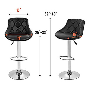 FDW Bar Stools Set of 2 Barstools Swivel Stool Height Adjustable Bar Chairs with Back PU Leather Swivel Bar Stool Kitchen Counter Stools Dining Chairs