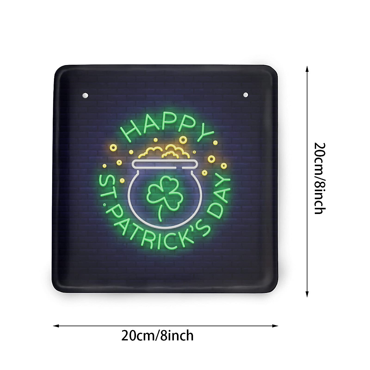 XYHX Metal Tin Sign-Happy st Patricks Day Vector Illustration in neon Style Sign Greeting Card Postcard ne-Metal Retro Home Kitchen Office Garden Garage Wall Decor Plaque 8x8inch zs, White 3