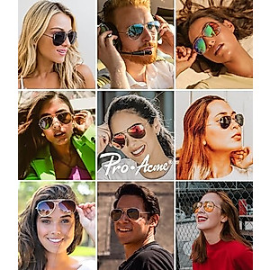 Pro Acme Classic Polarized Aviator Sunglasses for Women Men, Driving Sun Glasses Polarized Lens Lightweight Metal Pilot Frame UV400 Protection (Gold | G15 Green Lens | With Logo)