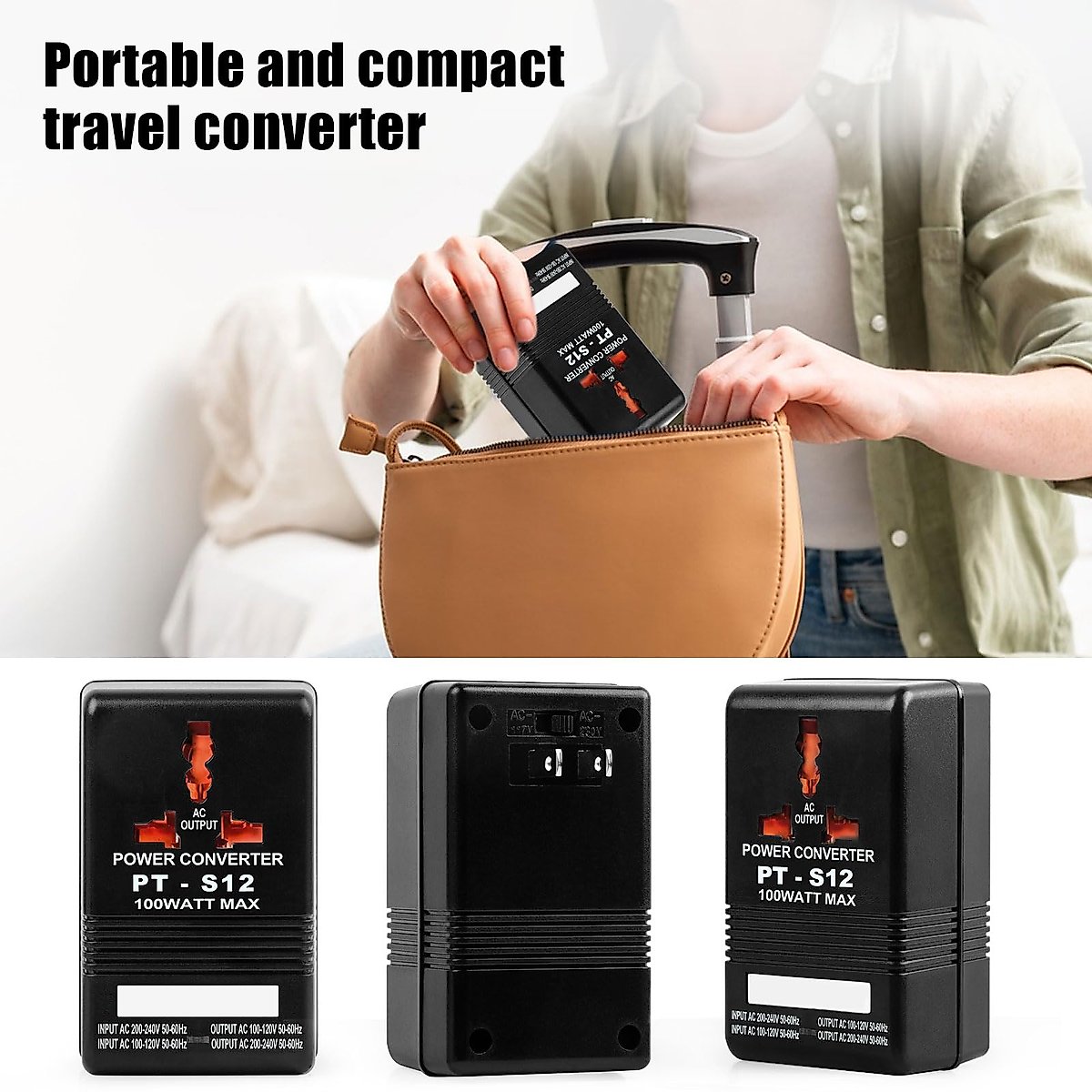 Voltage Converter 110V to 220V Step-Up & Step-Down Power Two-Way Conversion Voltage Converter Transformer for Travel, RV, and Camping(Black, 100W)