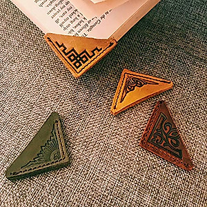 Retro Pattern Leather Corner Bookmark Reading Notes Page Number Tag for Book Lovers, Page Turners, Travel Readers, Literature Fans,Bookworm Gifts (Mix)