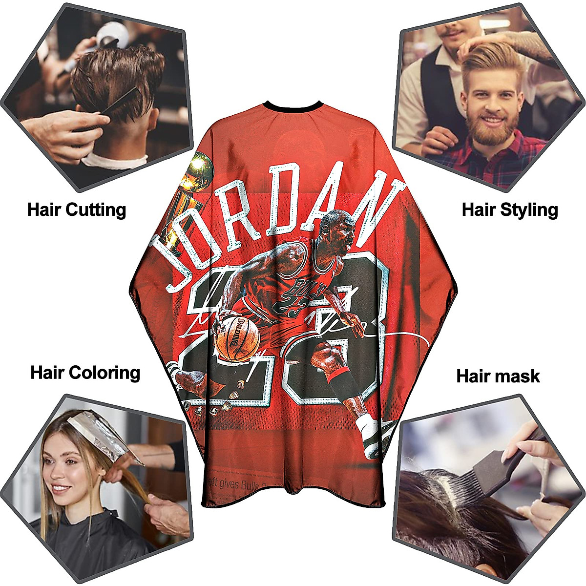 Barber Capes for Men Hair Cutting Salon Cape with Snaps Waterproof Professional Large Barber Hairdresser Gown Stylist Cape- 63”× 56”(Dribbling Pattern)