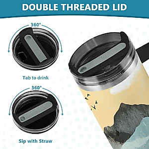 Selerdon 40 oz Tumbler Landscape Art with Handle and Straw Lid Vacuum Stainless Steel Insulated Water Bottle Travel Mug Car Cup Holder Friendly BPA Free for Gym Travel Office