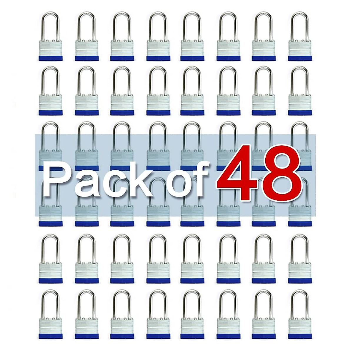 1 Laminated keyed Padlock (1-9/16", 40mm), keyed Alike Locks, Long Shackle, Pack