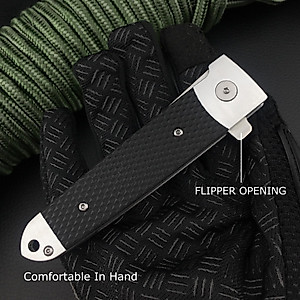 8.2 Inch EDC Oyabun 26T Folding Knife, Tanto Folding Knife with 3.2 Inch 7Cr13Mov Blade, Glass-Filled Nylon Handle, Flipper Opening Tactical Pocket Knife with Pocketclip Liner Lock