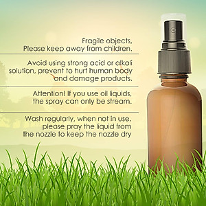 Nylea 8 Pack Amber Spray Bottles 2oz - [THE PERFECT SPRAY] - Empty Glass Bottles For Cleaning Solutions - Best Refillable MIST SPRAY Pack Perfume Atomizer [2oz]