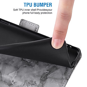 Asuwish Phone Case for OnePlus Nord N10 5G with Tempered Glass Screen Protector and Marble Wallet Cover Flip Card Holder Slot Stand Cell One Plus N 10 G5 1 Plus 10N 1plus One+ 1+ N105G Women Men Black