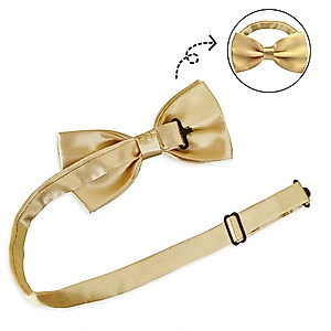 Alizeal Men's Pre-Tied Adjustable Length Solid Color Tuxedo Party Bow Tie, Champagne