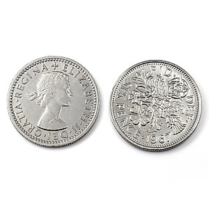 IMOMOTO Sixpence Coin for Bride’s Shoe with Wedding Card, Something Old, Something New, Something Borrowed, Something Blue, and a Sixpence for Her Shoe (1954~1967)