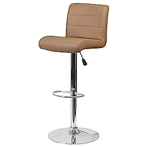 Contemporary Design Bar Stools Hight Adjustable Seat Hydraulic 360 Degree Swivel Sturdy Steel Frame Padded Cushion Seat Dining Chair Bar Pub Stool Home Office Furniture - Set of 2 Cappuccino #1968