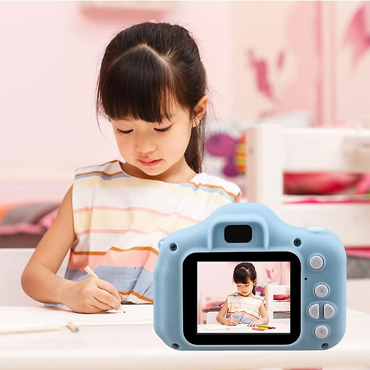 Children's Digital Camera HD Cartoon Can Take Pictures of Children Mini Children's Camera (Blue)