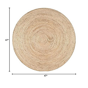 Hand Braided Round Jute Rug Area 4x4 Round Rug Custom Size Round Rug Indian Handmade Home Decor Round Rug 120x120 cm