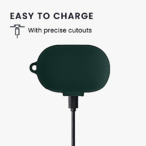 kwmobile Silicone Cover Compatible with Anker Soundcore Space A40 - Case Cover Stick-On Skin with Clip - Dark Green