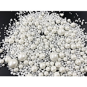 Edible Pearl Sugar Sprinkles White Candy 120g/ 4.2oz Baking Edible Cake Decorations Cupcake Toppers Cookie Decorating Ice Cream Toppings Celebrations Shaker Jar Wedding Shower Party Christmas Supplies