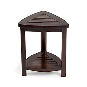 ALA TEAK Wood Bath Spa Shower Stool Corner Bench Stool Fully Assembled