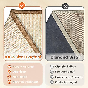 CHEERHOME PETS Sisal Cat Scratcher Bed for Indoor Cats Hammock for Scratching Pad Cat Chair Nartural Sisal Cat Scratch Post for Large Cat Scratcher Lounge, Wooden Cat Furniture(Large)