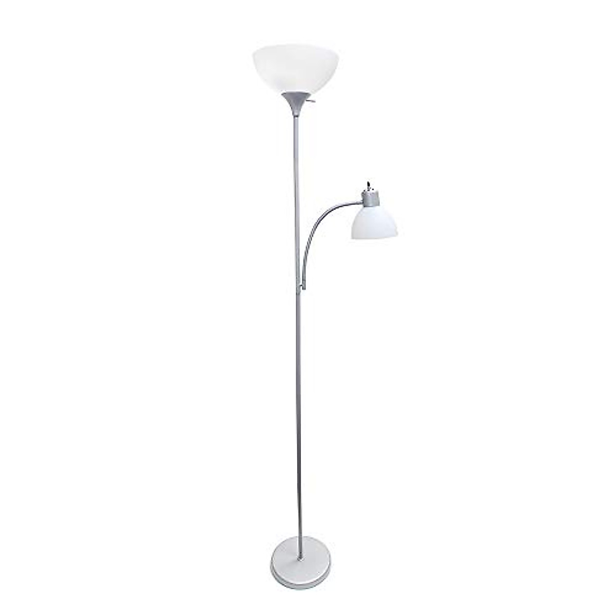 Simple Designs LF2000-SLV Mother-Daughter Floor Lamp with Reading Light, Silver