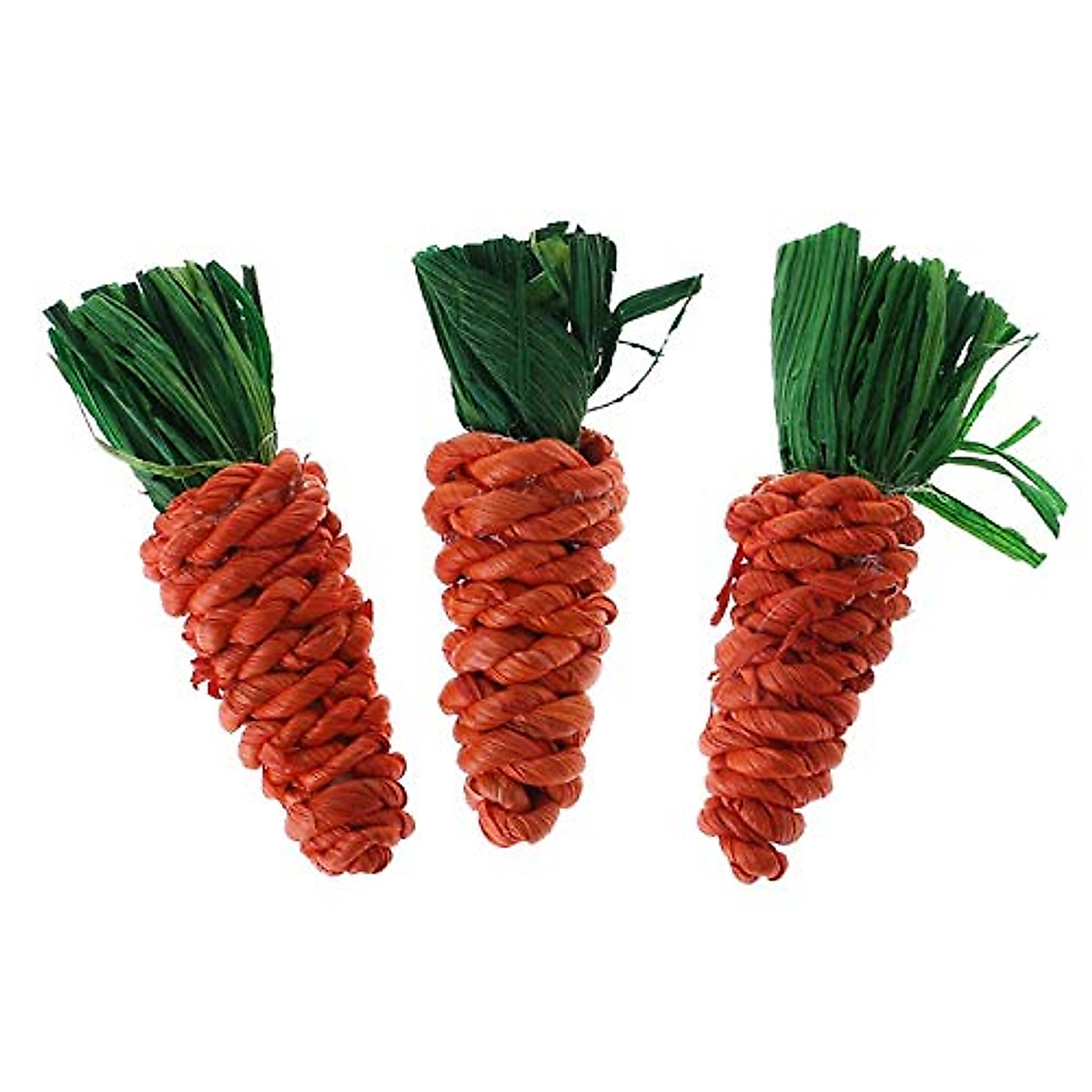 Szecl 3Pcs Carrot Rattan Hamster Chews for Teeth Grinding, Pet Mineral Chew Stone, Animals Bite Gnawing Treats for Rabbits Guinea Pigs Play Entertainment, Pet Cage Accessories Tooth Cleaning Tool
