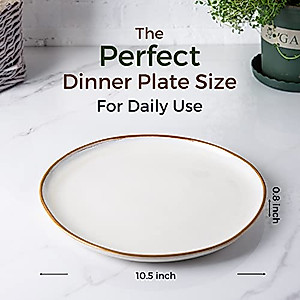 AmorArc Ceramic Dinner Plates Set of 6, 10.5 Inch Handmade Reactive Glaze Stoneware Plates, Large Rustic Shape Dinnerware Dish Set for Kitchen, Microwave & Dishwasher Safe, Scratch Resistant - Ivory