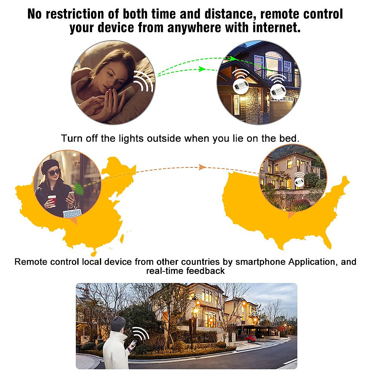 Wifi Switch, Tuya Smart Relay Wireless Remote Control Light Switch Voice Control Outlet Timer Work with Alexa and Google Assistant 90-250V One Channel, 3 Pack