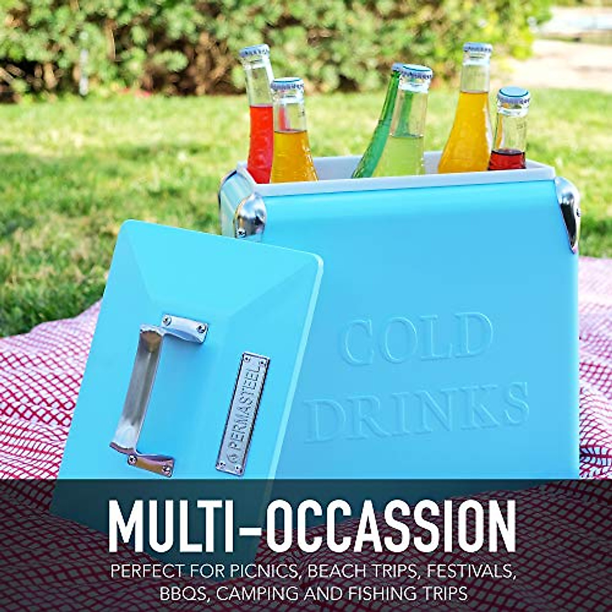 Permasteel PS-205-14QT Turq-AM 14 Quart Portable Picnic Cooler, Turquoise