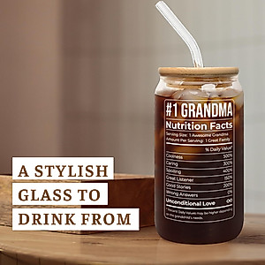 Gifts for Grandma - Gifts for Grandma Birthday Unique, Grandma Birthday Gifts from Grandchildren - Mothers Day Gifts for Grandma - Grandmother Gifts, Grandma Gift Ideas - 16 Oz Grandma Cup Can Glass