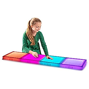 Playlearn Rechargeable Sensory Interactive LED Light Up Floor Tile - Touch Sensitive Color Changing- with Remote Control - 1 Tile (Rechargeable Large Square)