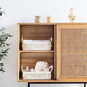 Mkono Macrame Decorative Rope Basket and Boho Storage Baskets Organizer for Home Bedroom Living Room College Dorm Bed, Set of 3