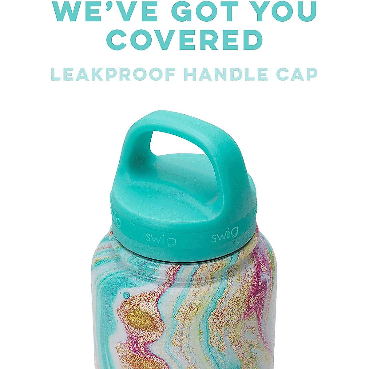 Swig Life 30oz Triple Insulated Stainless Steel Wide Mouth Water Bottle with Handle, Dishwasher Safe, Double Wall, Vacuum Sealed, Reusable Thermos in Wanderlust Print