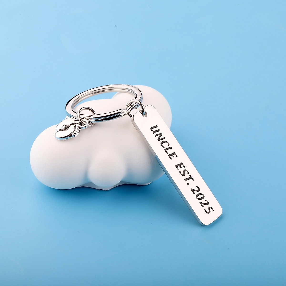 FUSTMW Auntie Uncle Gifts New Aunt Uncle Est 2025 Keychain Uncle To Be Gift First Time Auntie Gifts Promoted to Uncle gifts (UNCLE 2025)