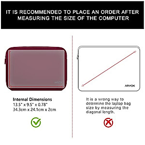 Arvok 13 13.3 14 Inch Laptop Sleeve Case for MacBook Pro 14 2021/Water-Resistant Notebook Chromebook Computer Pocket Briefcase Carrying Bag Pouch Skin Cover for HP/Dell/Lenovo/Asus/Acer, Wine Red