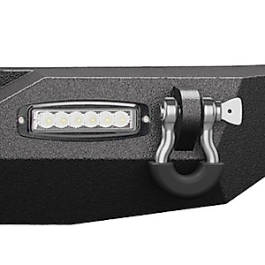 EYOUHZ Rear Bumper Compatible with 2007-2018 Jeep Wrangler JK JKU Unlimited Rock Crawler Rear Bumper Built-in 2" Hitch Receiver, D-Rings and 2 x 18W LED Lights for 2/4 Doors (Textured Black)